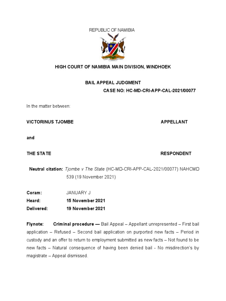 Tjombe V S (HC-MD-CRI-APP-CAL-2021-00077) (2021) NAHCMD 539 (19 ...