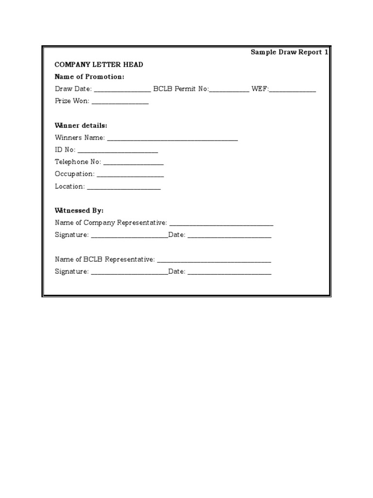 Sample Draw Report 1 | PDF