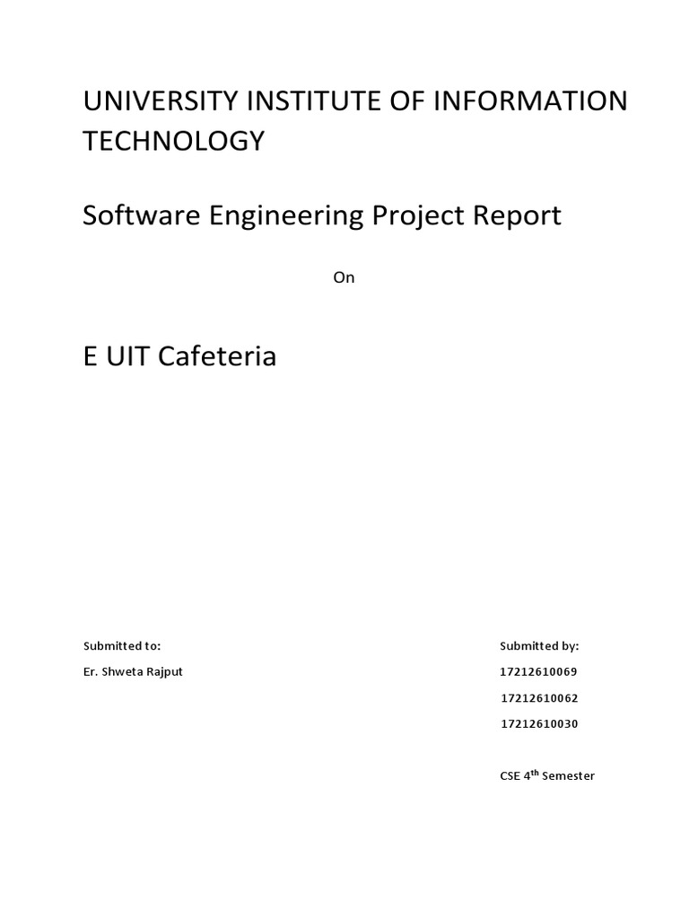 E UIT Cafeteria Software Project | PDF | Menu (Computing) | Software Engineering