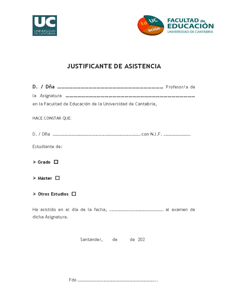 Justificante Asistencia Examen PDF | PDF