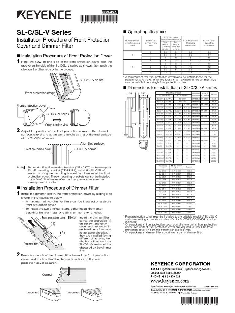 SL-C/SL-V Series: Installation Procedure of Front Protection Cover and ...