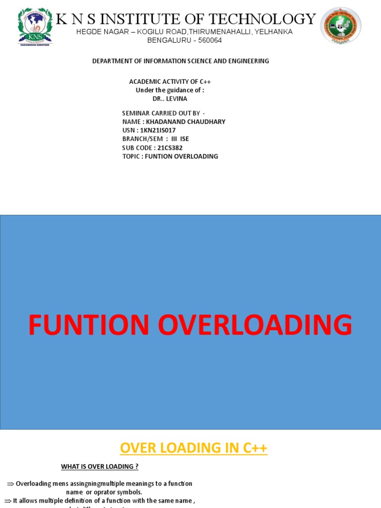 Funtion Overloading Pdf C Parameter Computer Programming