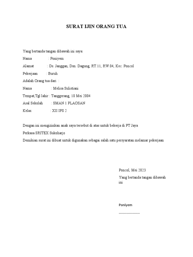 SURAT IJIN ORANG TUA-1.docx | PDF SURAT IJIN ORANG TUA-1.docx | PDF