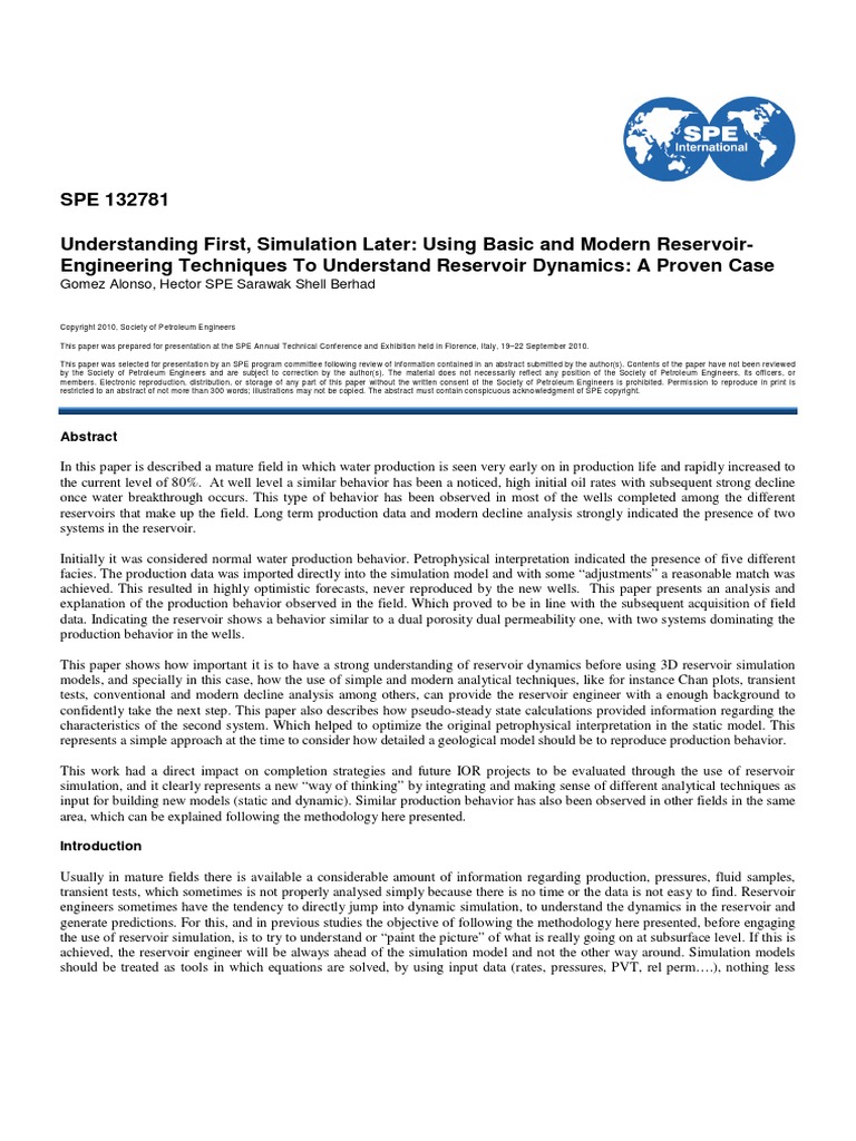 SPE-132781 Understanding First, Simulation Later Using Basic and Modern Reservoir-Engineering ...
