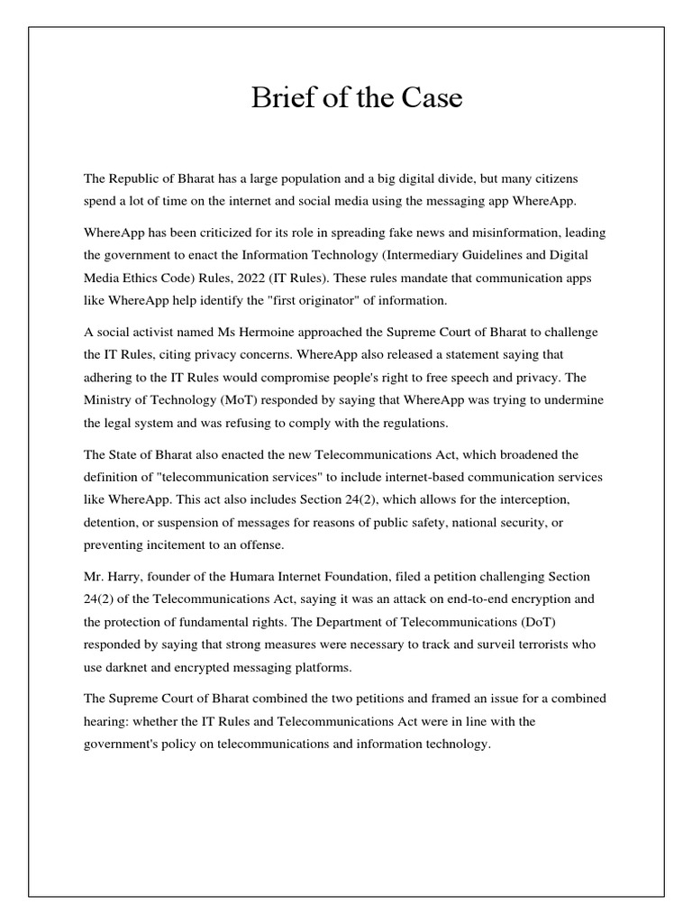 Brief of The Case | PDF | Privacy | Telecommunications Brief of The Case | PDF | Privacy | Telecommunications