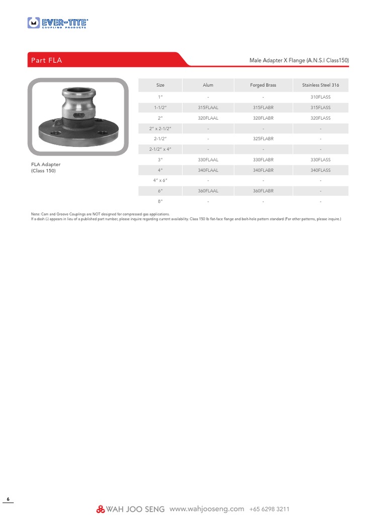 Evertite - Male Adapter X Flange ANSI CLASS 150 - PART FLA | PDF ...