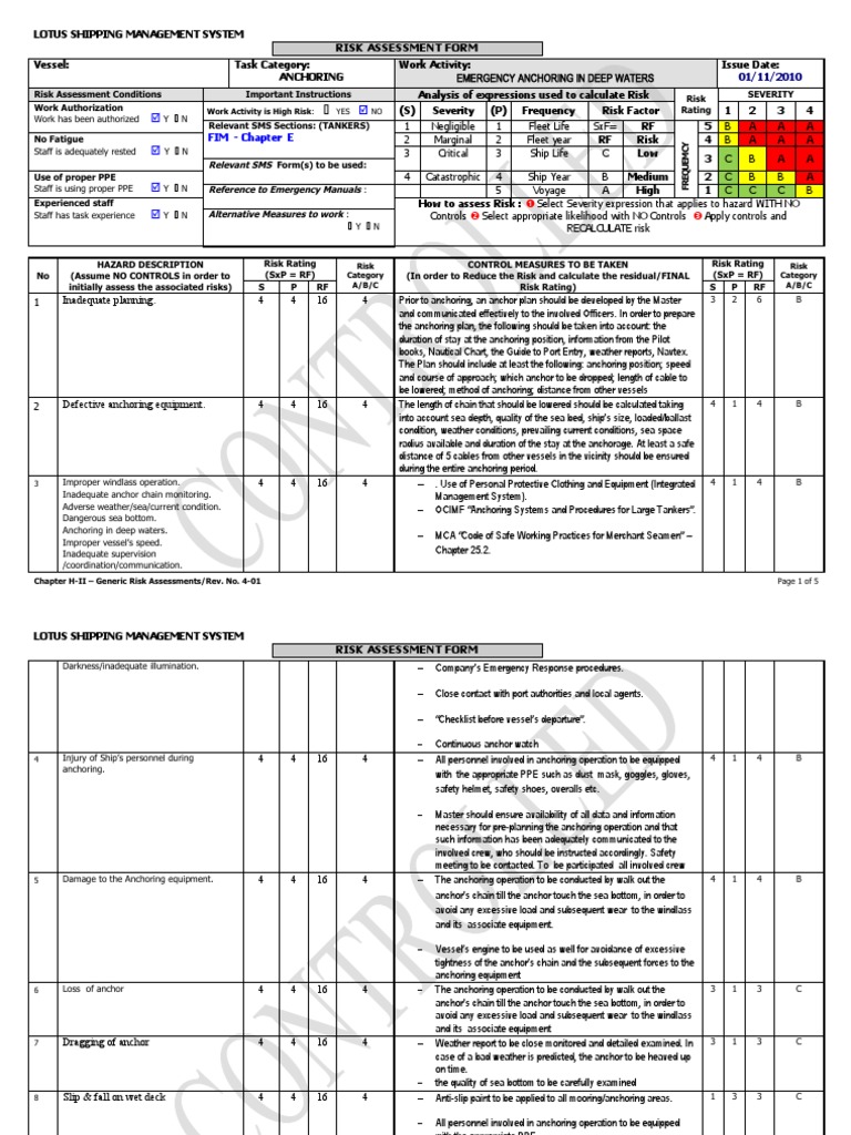 RA - Emcy Anchoring in Deep Waters. | PDF | Anchor | Shipping