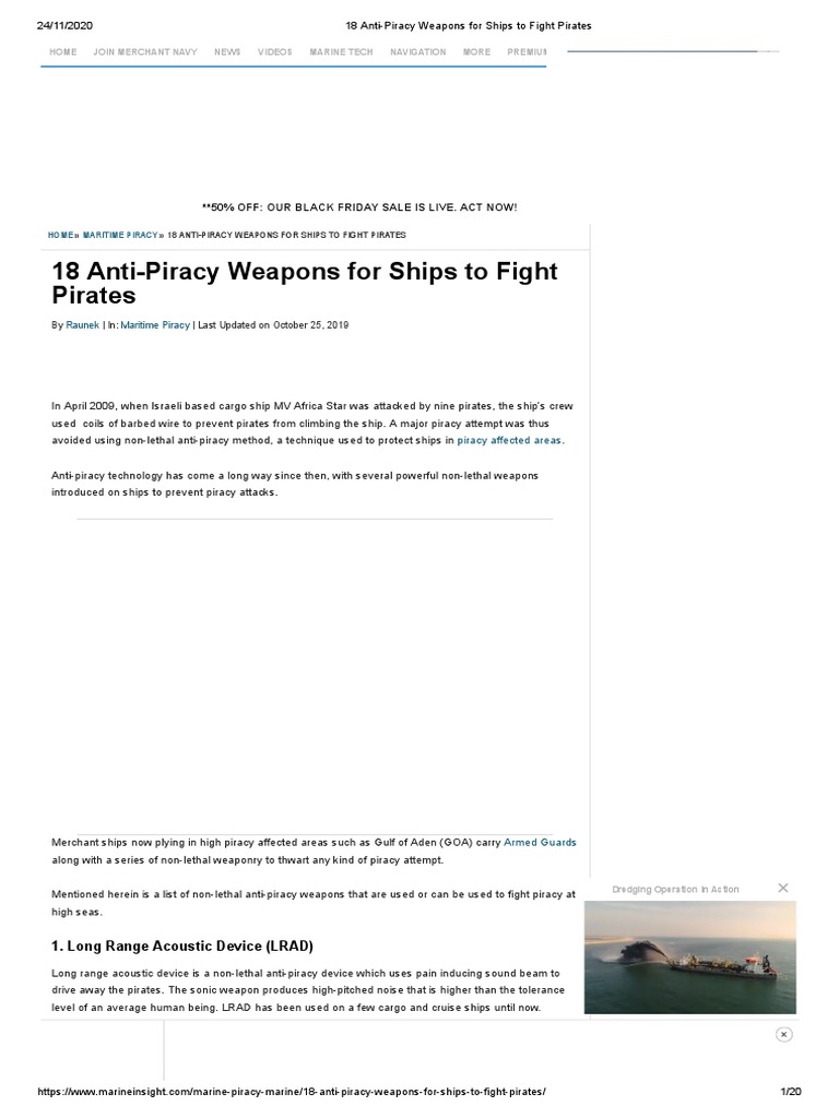 18 Anti-Piracy Weapons For Ships To Fight Pirates PDF | PDF | Piracy ...