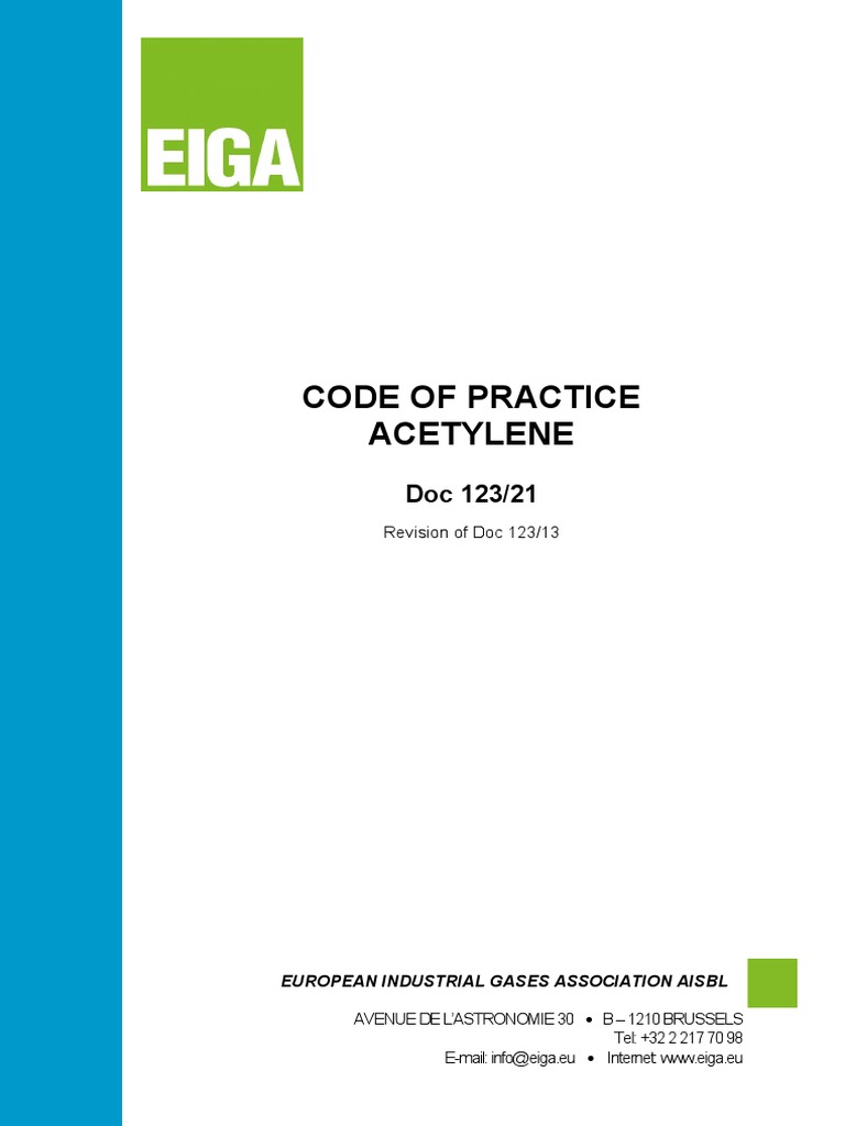 Acetylene Code of Practice EIGA 2021 | PDF | Technology & Engineering