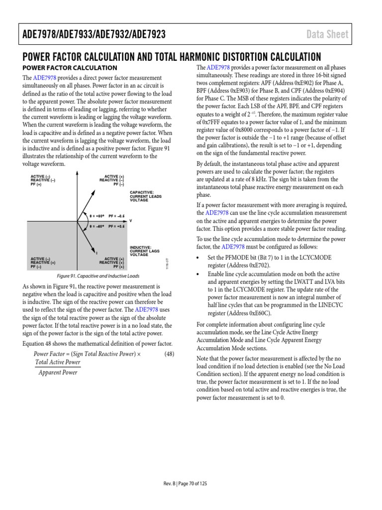 ADE7978/ADE7933/ADE7932/ADE7923 Power Factor Calculation and Total ...