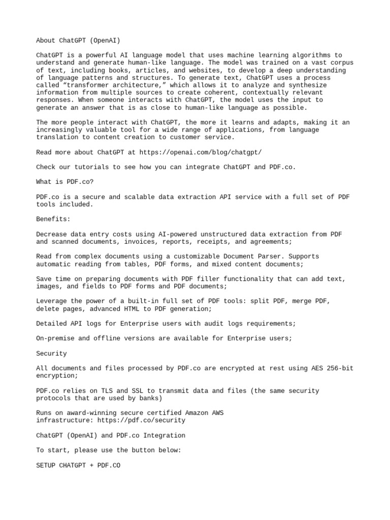 How to Integrate ChatGPT (OpenAI) and PDF.co | PDF | Artificial ...