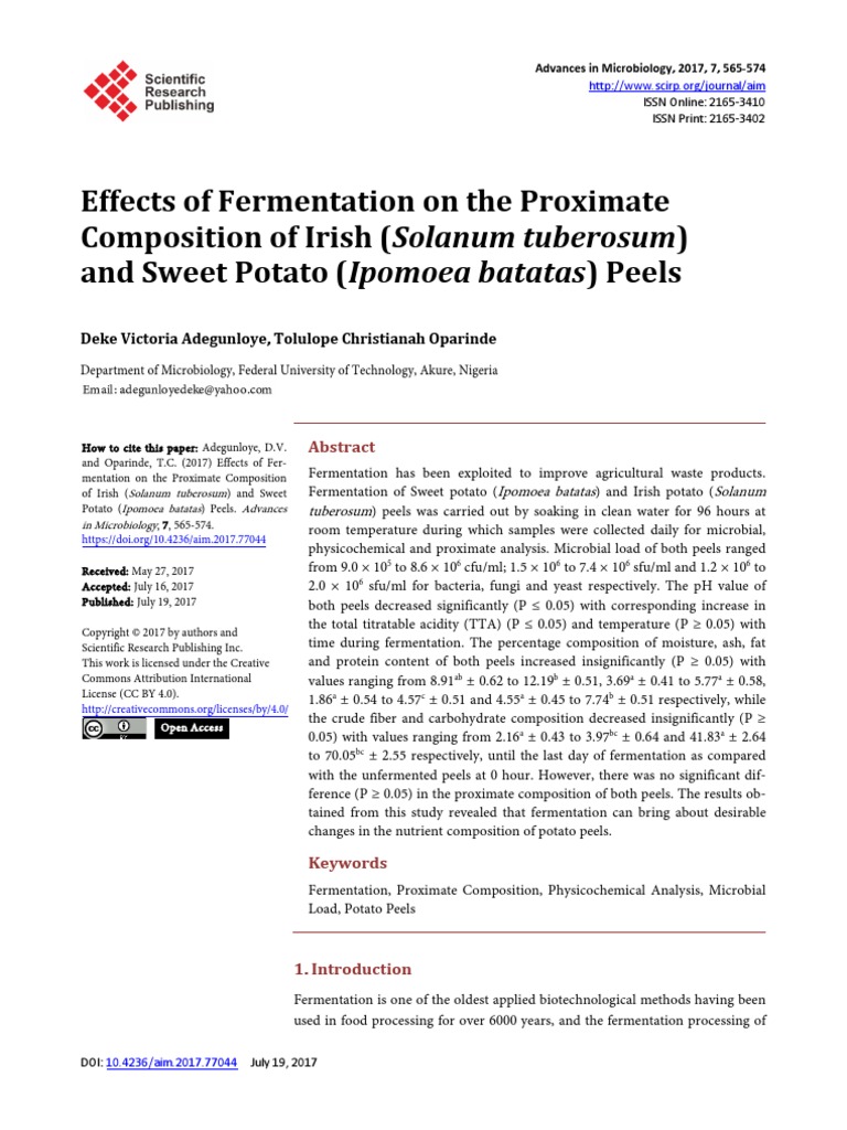 Effects of Fermentation On The Proximate Compositi | PDF | Wellness