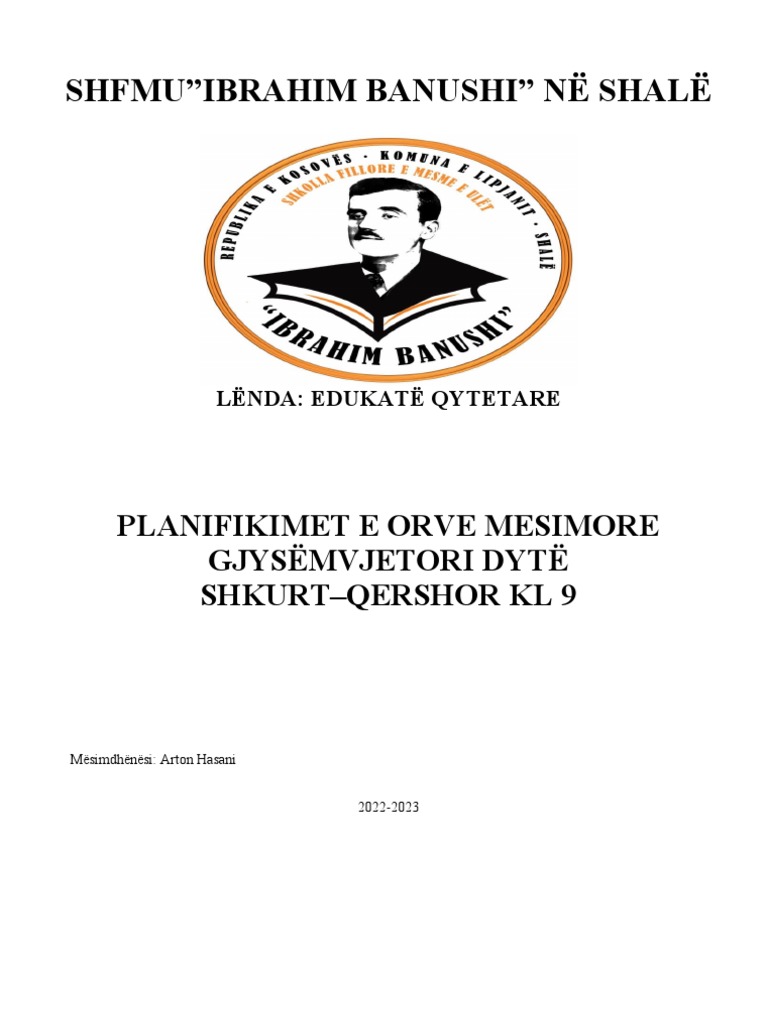 PLANIFIKIMETR E ORE MESIMORE KL 9.docx | PDF