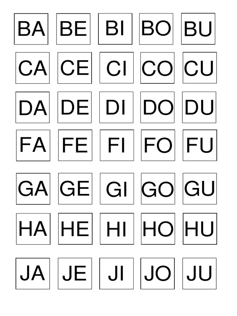 Tarjetas Sílabas. Imprenta. Maestra Naki de Taller K7 | PDF