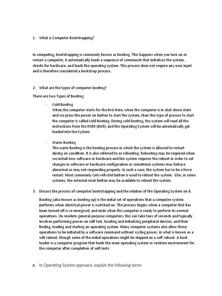 What Is Computer Bootstrapping | PDF | Booting | Input/Output