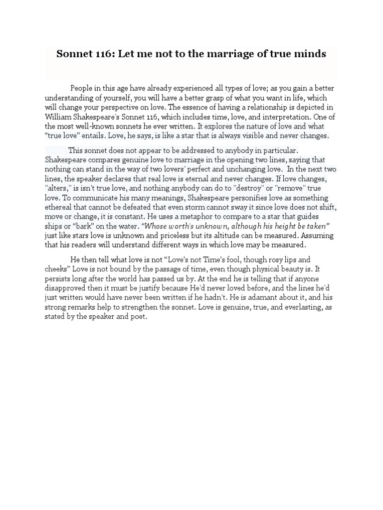 Sonnet 116 ANALYSIS | PDF