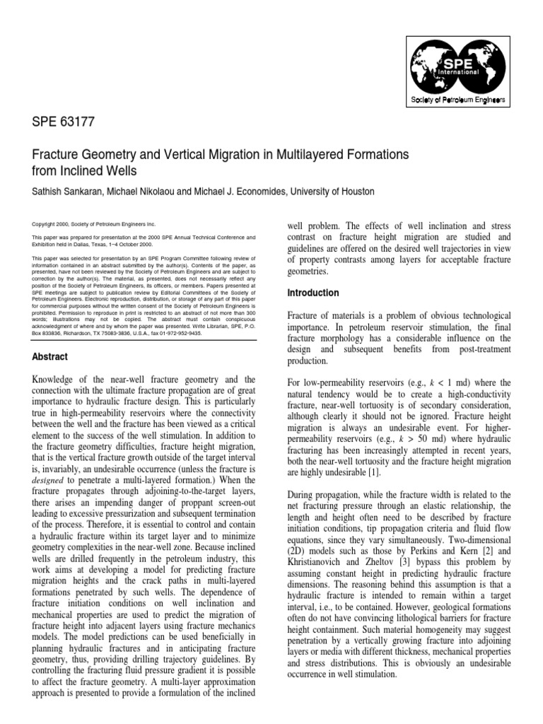 SPE-63177 Fracture Geometry and Vertical Migration in Multilayered Formations from Inclined ...