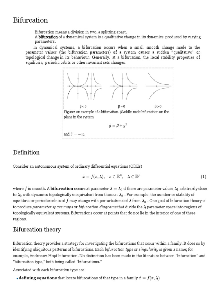 Bifurcation - Scholarpedia | PDF