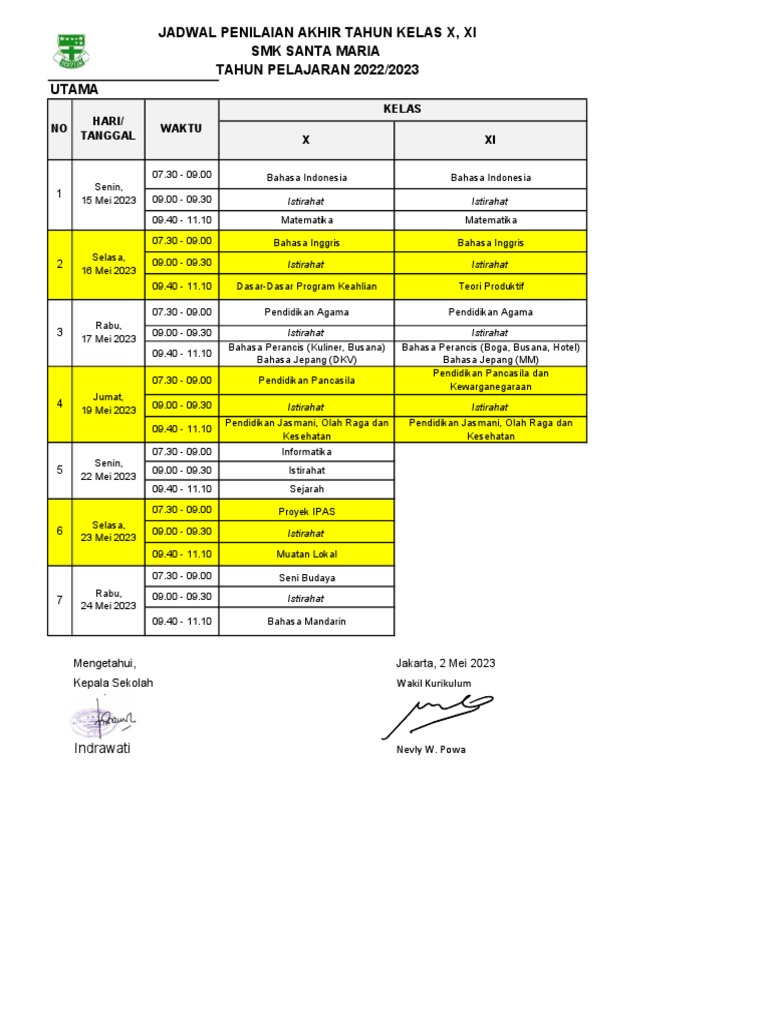 Jadwal Pat 2022-2023 PDF | PDF