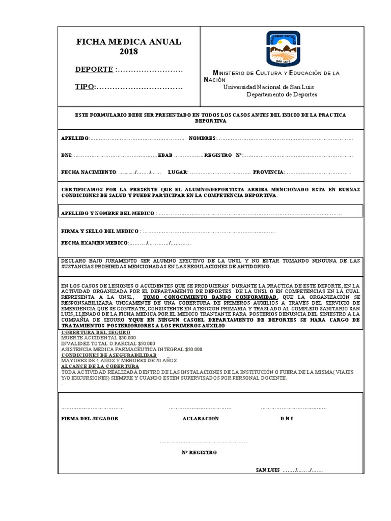 Ficha Medica Con Seguro | PDF | Cuidado de la salud