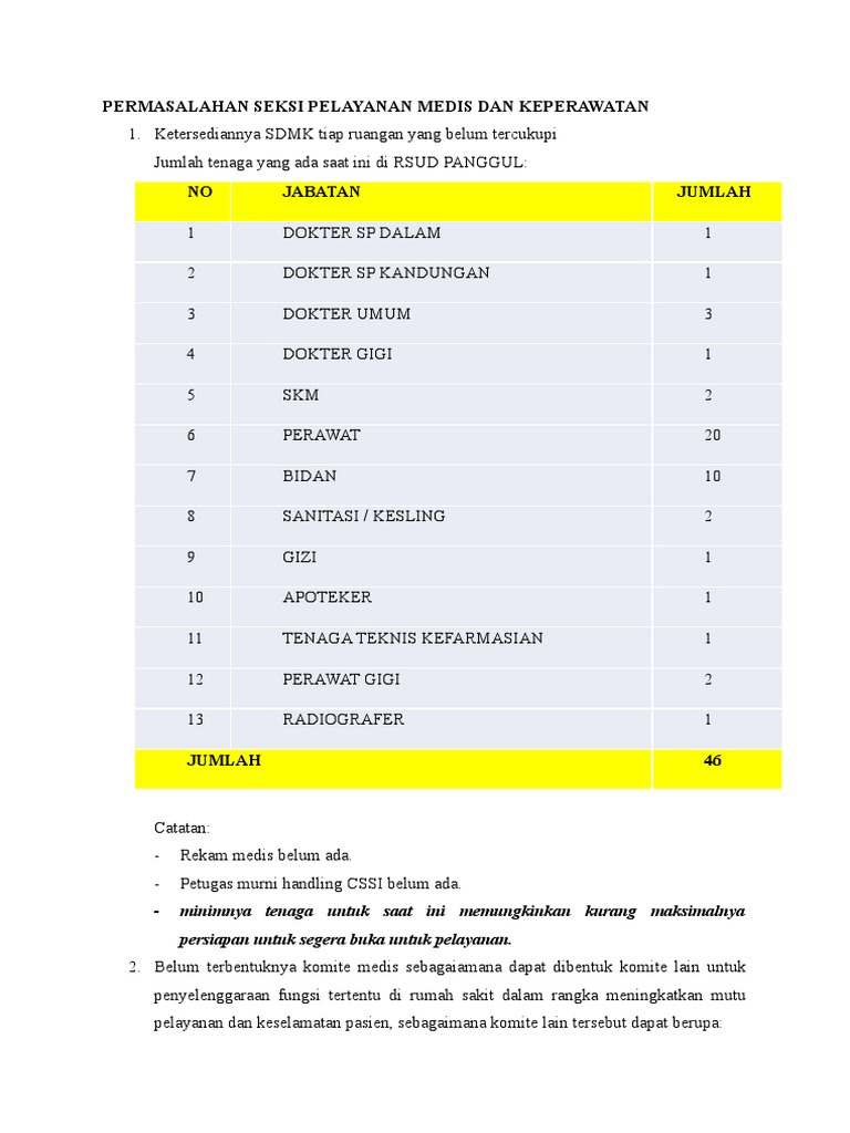 Permasalahan Seksi YANMED | PDF