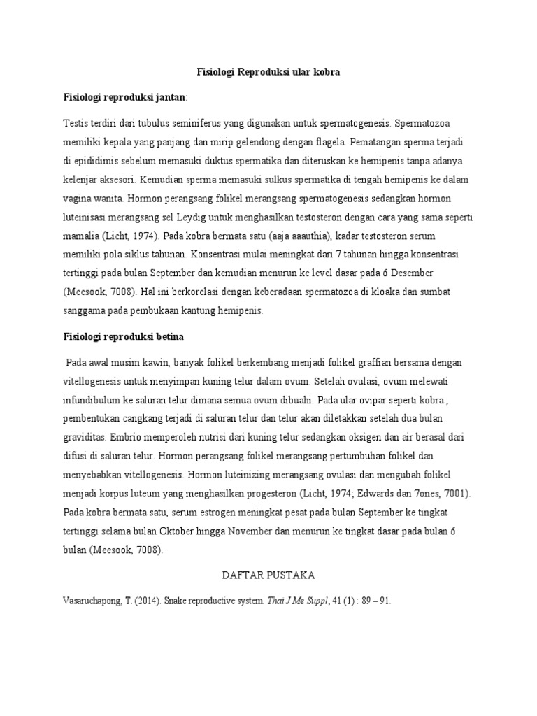 Fisiologi Reproduksi ular kobra | PDF