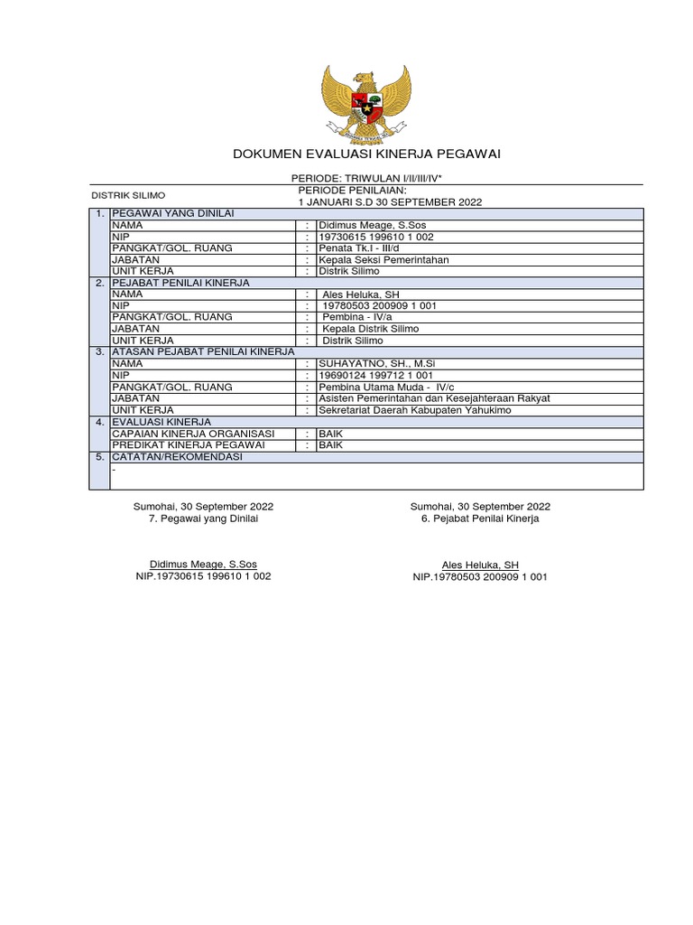 SKP Kepala Bidang 2022 | PDF