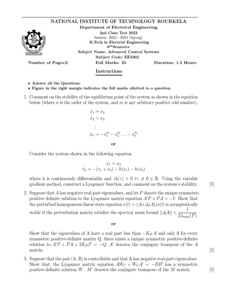 NIT Rourkela | PDF | Stability Theory | Mathematical Objects