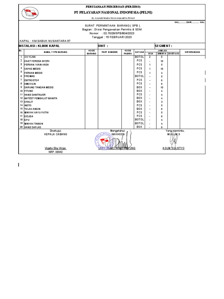 Surat Permintaan Barang (SPB) Hospital 061121 SANUS 97 | PDF
