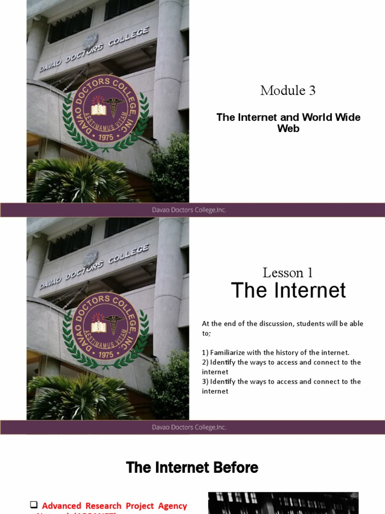 Module 3 Lesson 1 - The History and Components of the Internet | PDF