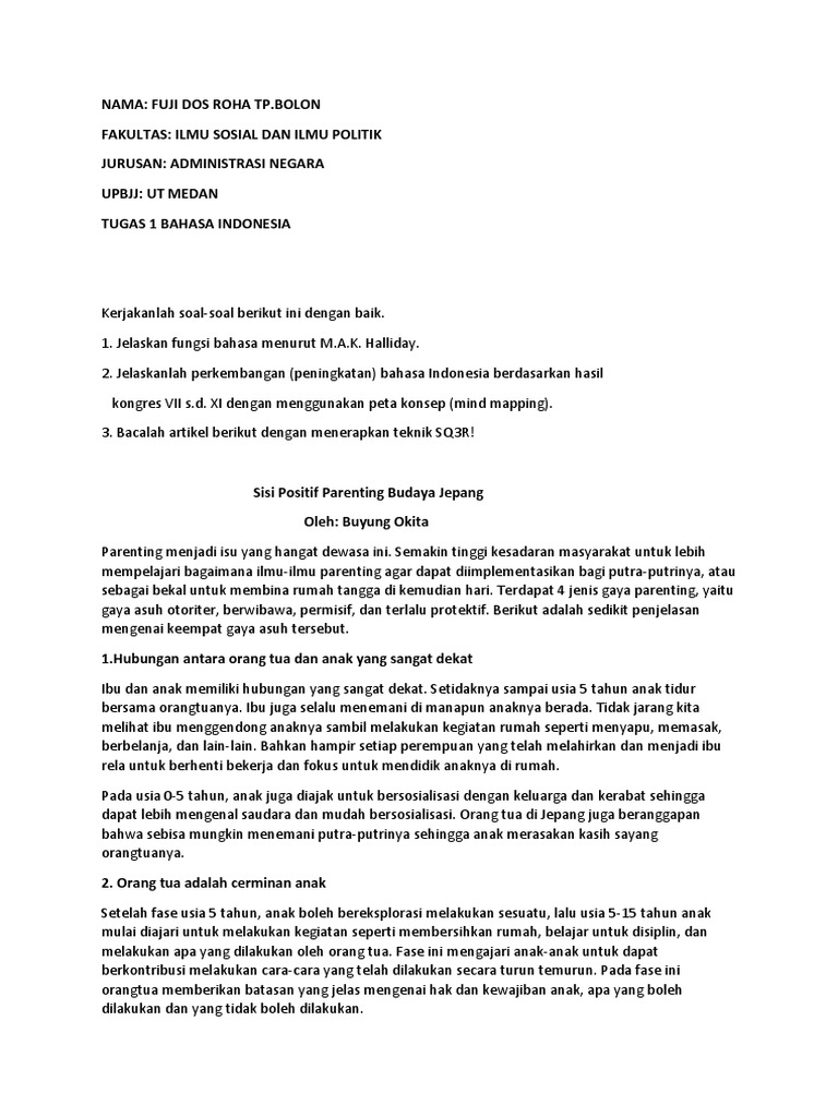 Tugas 1 B.indo | PDF | Kajian Bahasa Asing