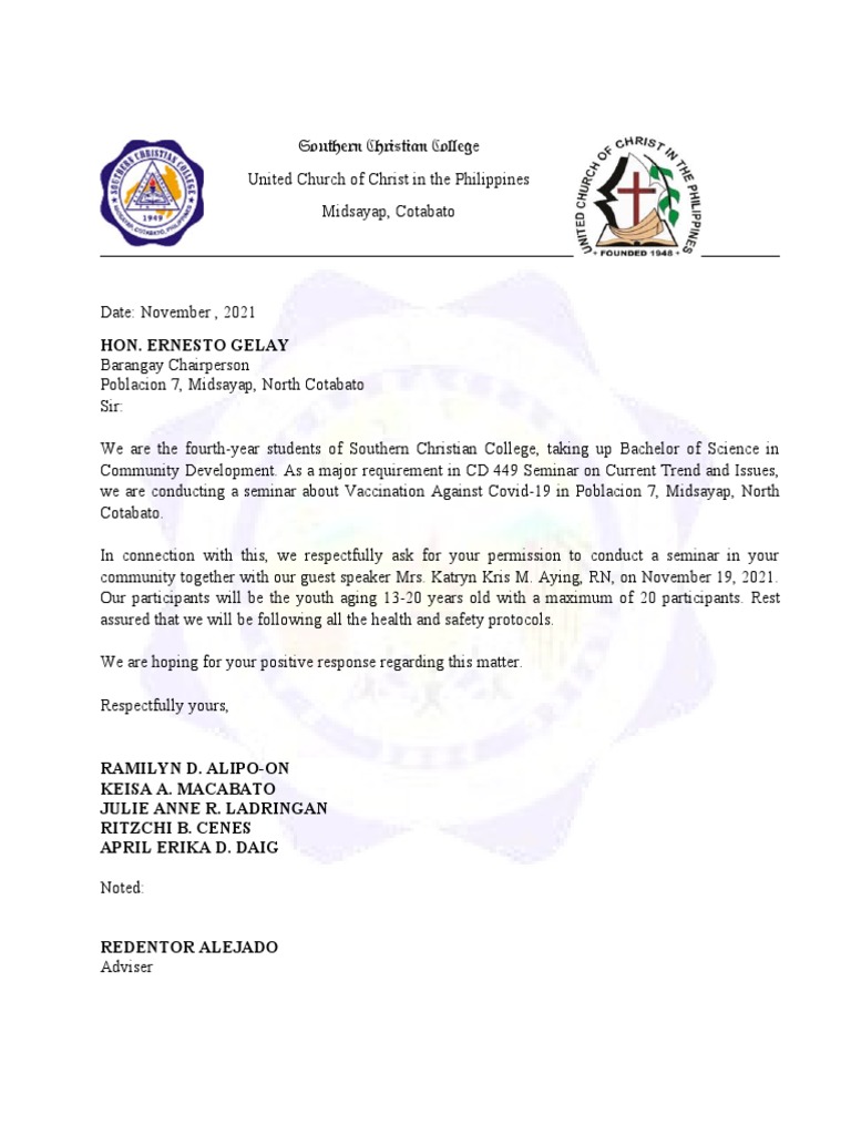 Front Page Format For Narrative Report 2021 | PDF