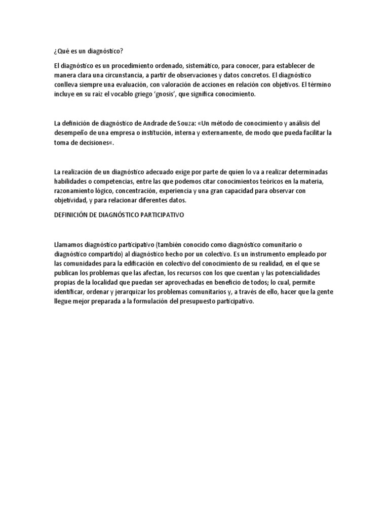 Qué Es Un Diagnóstico | PDF