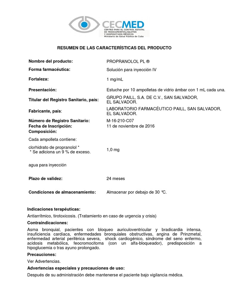 m16210c07 Propanolol Iny | PDF | Hipertensión | Medicamentos con receta