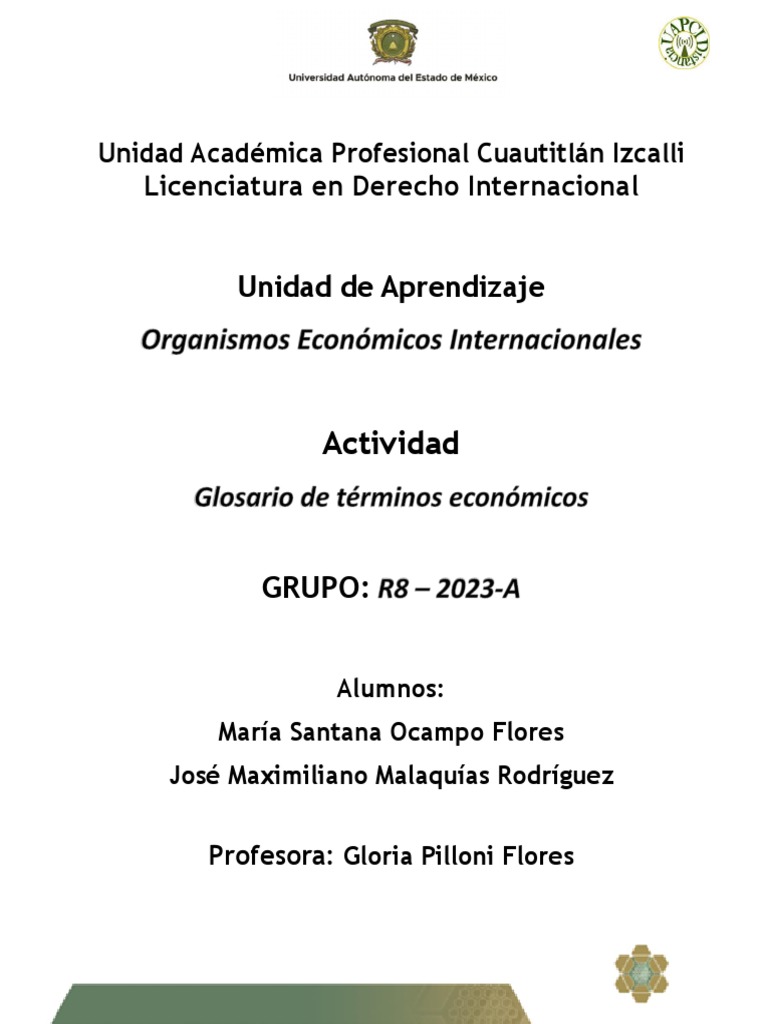 Actividad 10. Glosario de Términos Económicos | PDF
