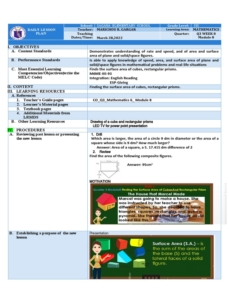 Math 6 Q3 DLP 2022 | Download Free PDF | Area | Learning