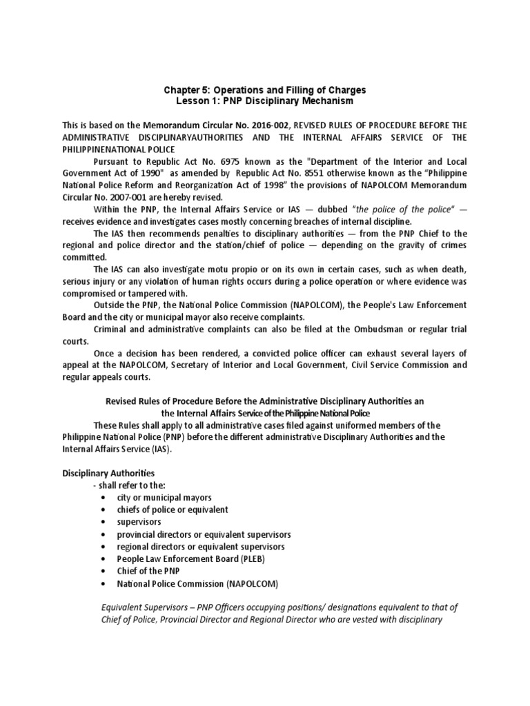 PNP Disciplinary Procedures Guide | PDF | Police | Criminal Law