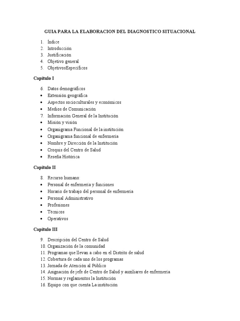 GUIA PARA LA ELABORACION DEL DIAGNOSTICO SITUACIONAL | PDF