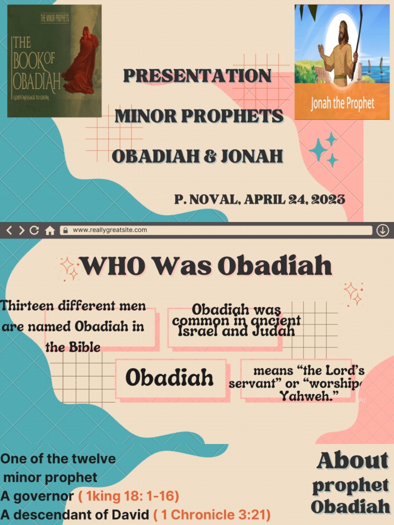 PRESENTATION MINOR PROPHETS OBADIAH & JONAH | PDF