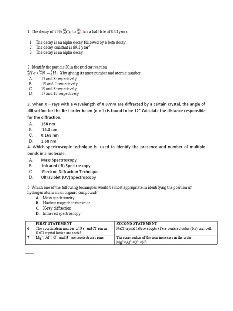 Lss Exam 2023 | PDF | Spectroscopy | Radioactive Decay