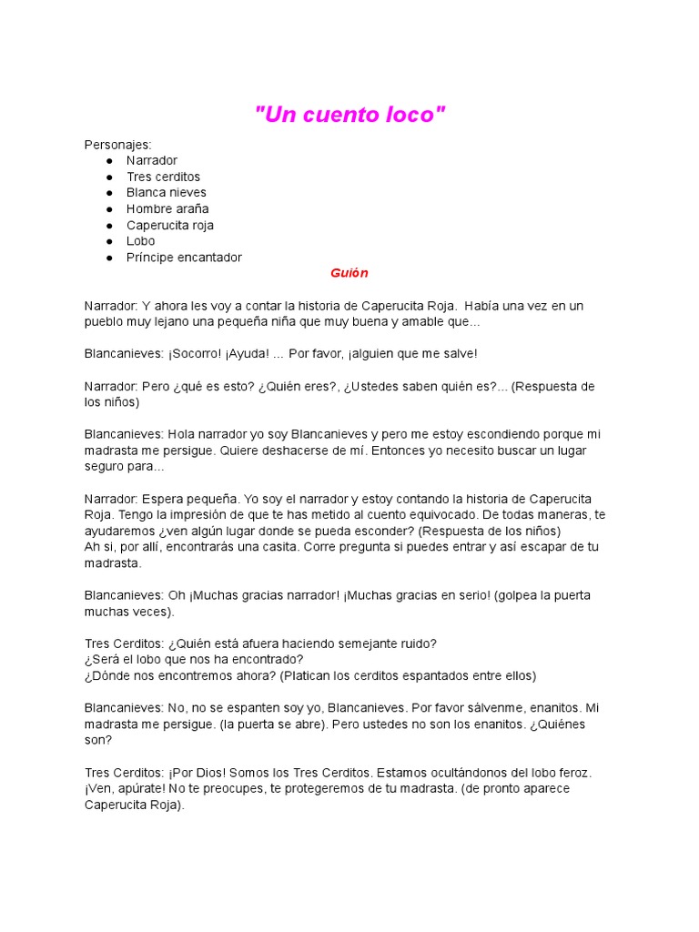 Un Cuento Loco | PDF | Blanco como la nieve | Caperucita Roja