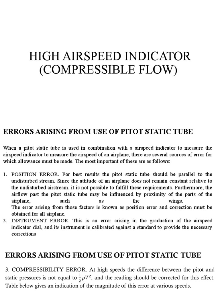 Errors Arising From Use of Pitot Static Tube | PDF | Airspeed ...