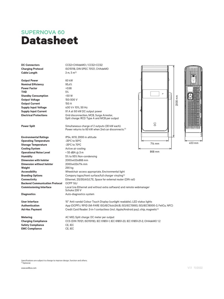 SUPERNOVA 60 DC Charger Specs | PDF | Electricity | Electronics