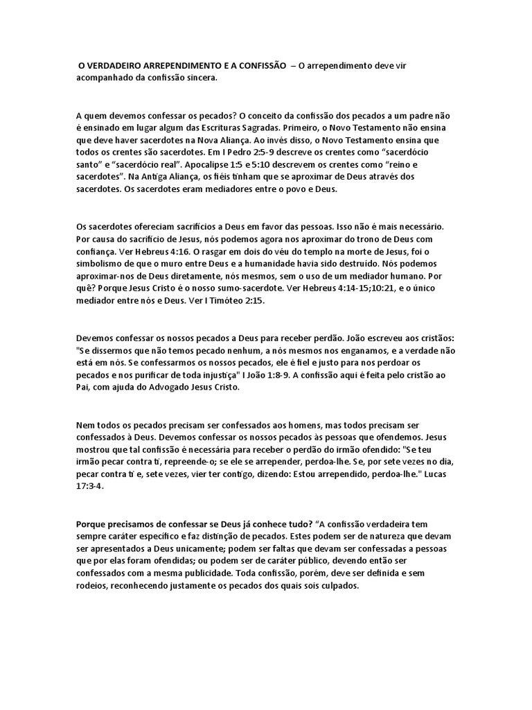 Arrependimento e Confissão | PDF | Pecado | Padre Arrependimento e Confissão | PDF | Pecado | Padre