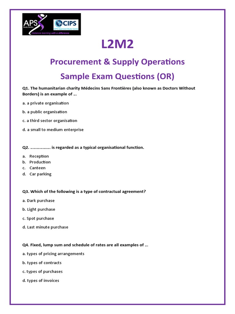 APS L2M2 Extra Revision QUESTIONS | PDF | Pricing | Prices