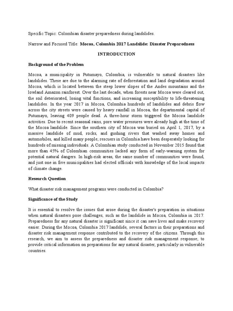 Mini-Research Draft | PDF | Landslide | Disaster Risk Reduction