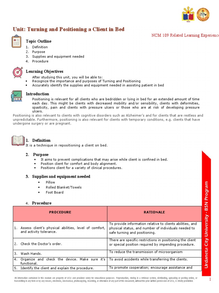 Turning and Positioning Study Guide | PDF | Anatomical Terms Of Motion ...
