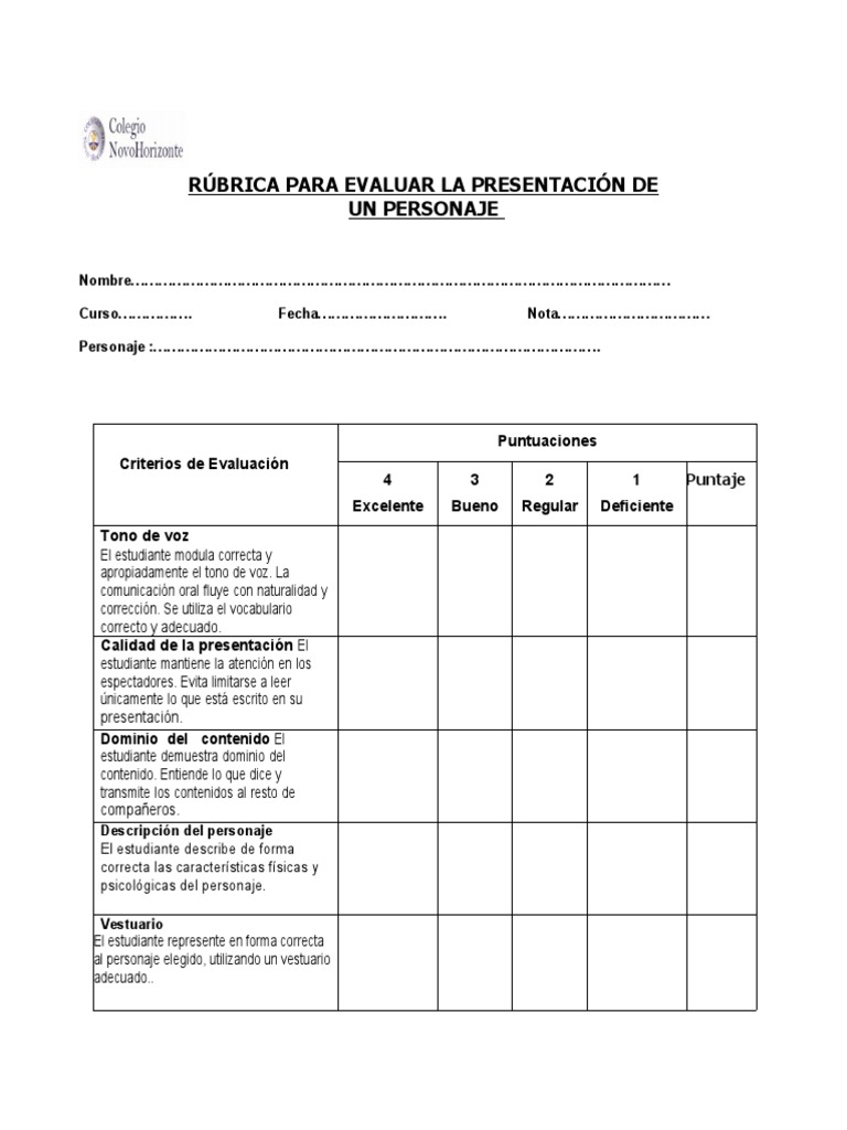 Rubrica de Exposición Oral | PDF