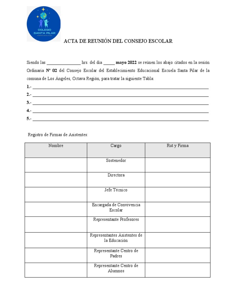 Acta Consejo Escolar 2022 | PDF