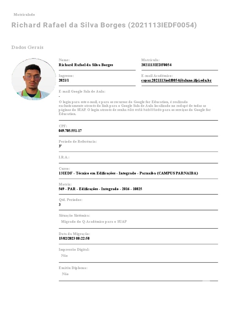 Richard Rafael Da Silva Borges (2021113IEDF0054) - SUAP - Sistema ...